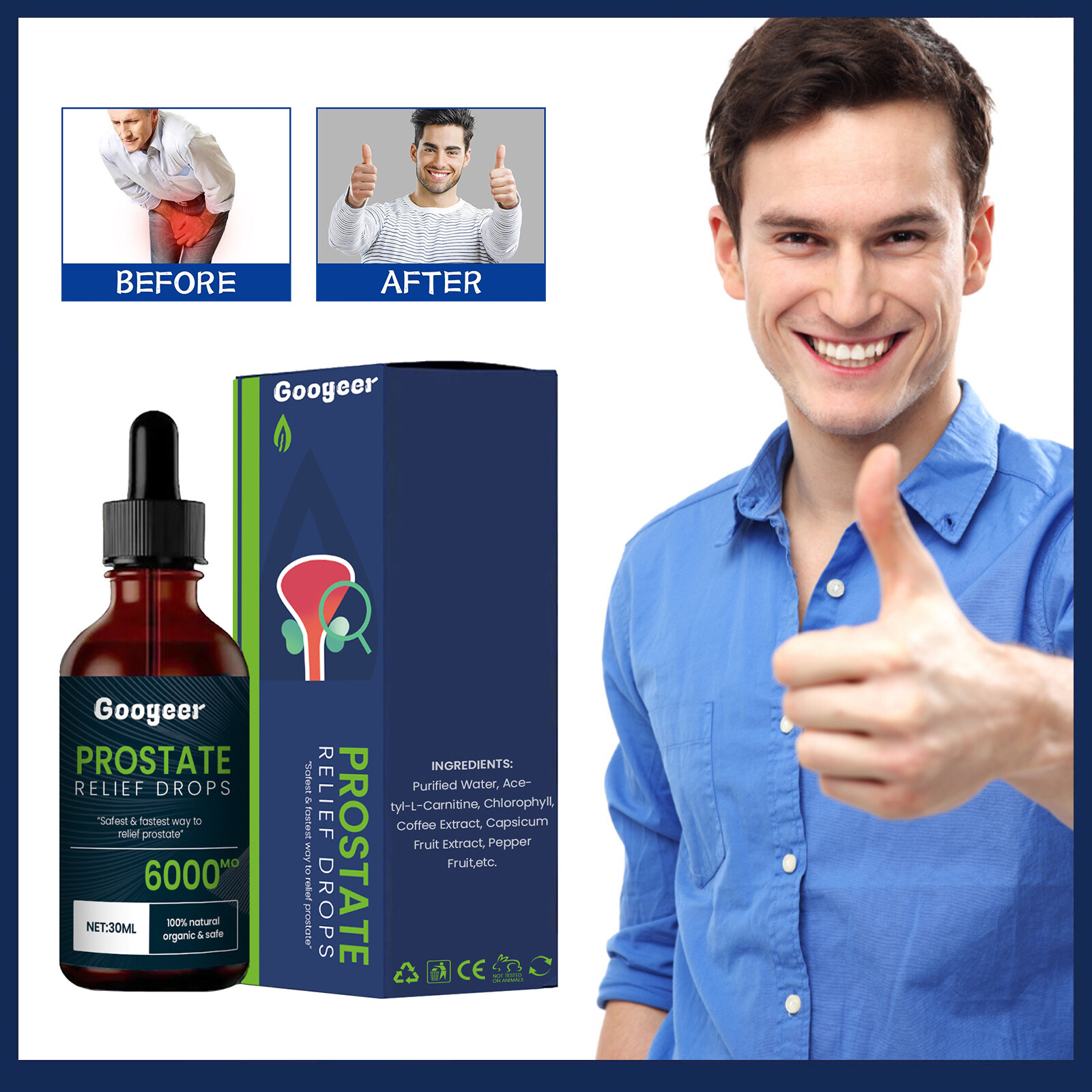 Googeer Prostate Relief Drops Men Prostate Care Drops Prostatitis ...