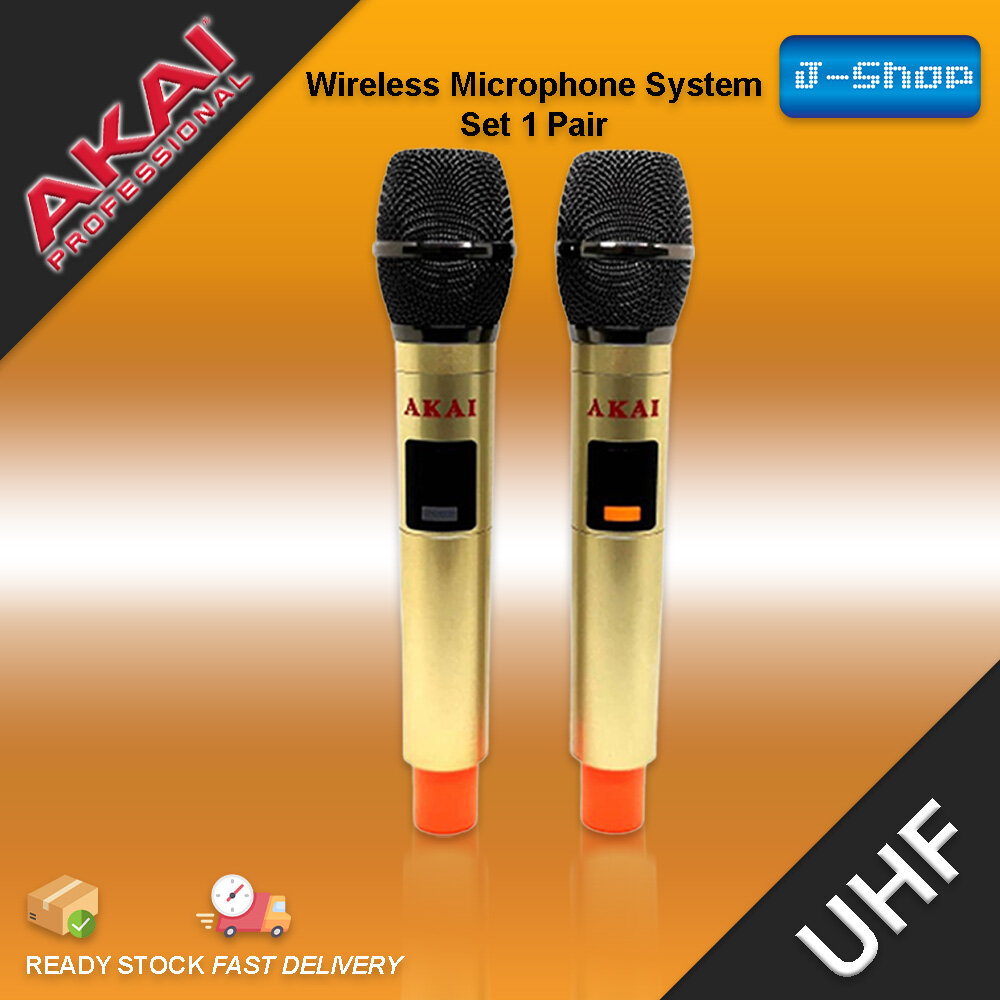 AKAI Professional Vocal UHF Wireless Microphone System Set 1 Pair Mic ...