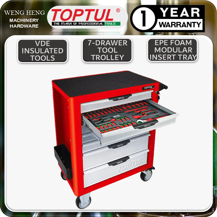 Toptul VED Insulated 7-Drawer Trolley with 125pcs VED Insulated Tool ...