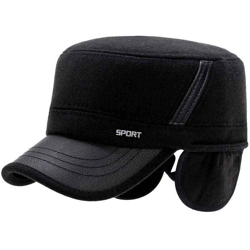 Men's Woolen Cadet Army Cap Winter Warm Military Hats Basic Everyday ...