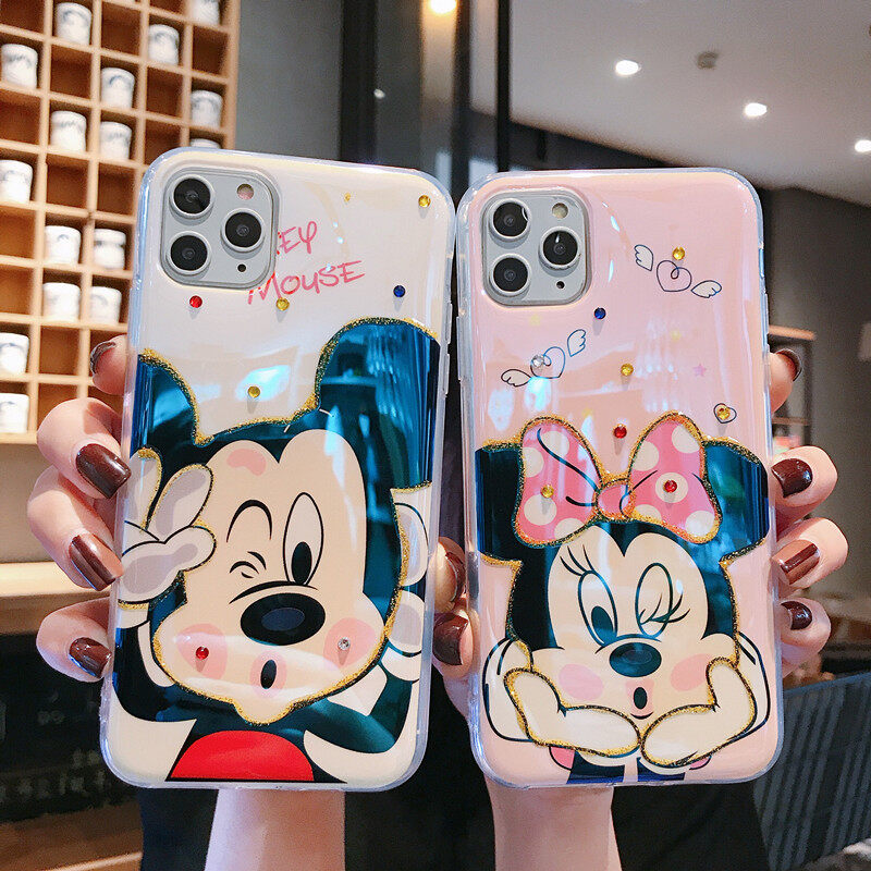 Cartoon Lovely Mickey Minnie Mouse Mobile Phone Case with Bling Glitter ...