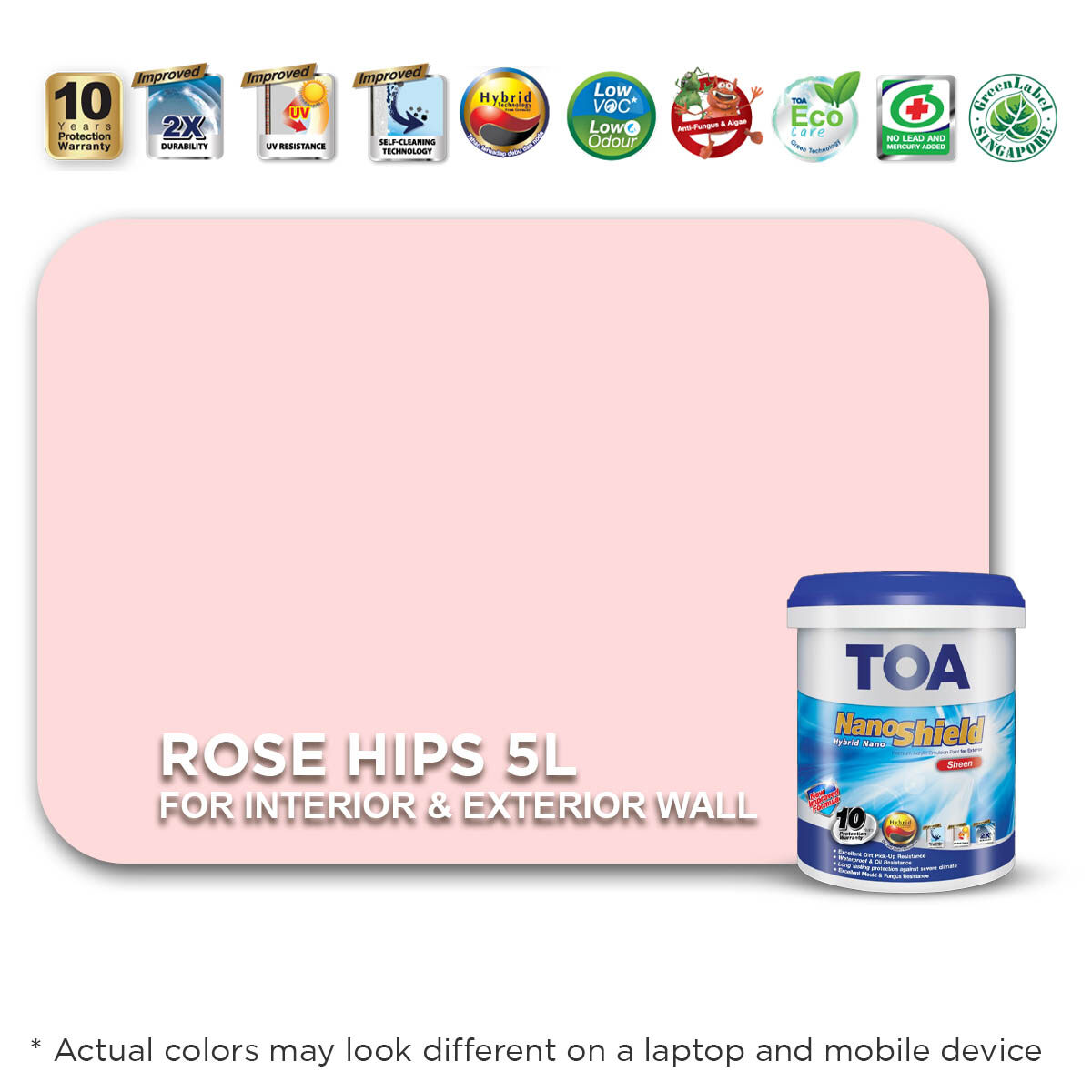 TOA PREMIUM ACRYLIC EMULSION PAINT 5 Litre | INTERIOR & EXTERIOR WALL ...