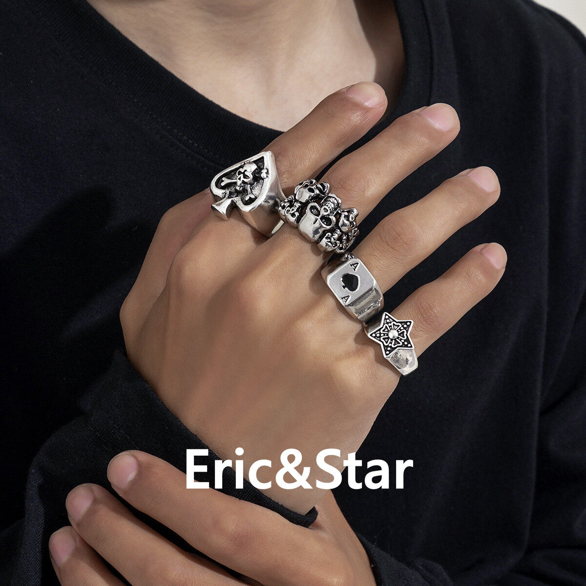 American style men rings set korean 4pcs set | Lazada PH