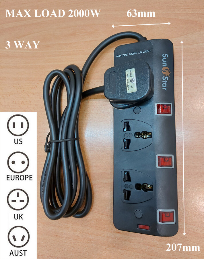 Sunstar 3 4 5 Way Universal Multi Extension Trailing Socket Lazada