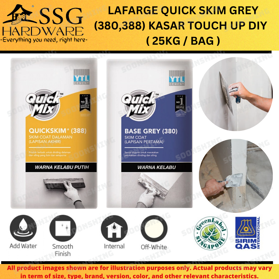 LAFARGE QUICK SKIM GREY (380) KASAR TOUCH UP DIY ( 25KG / BAG ) | Lazada
