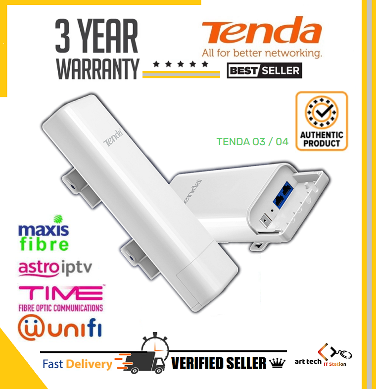 TENDA O3 / O4 UP TO 5KM WIFI BRIDGE OUTDOOR POE ACCESS POINT REPEATER ...