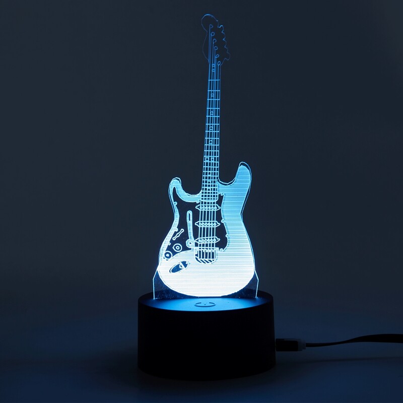 New 3D Electric Guitar Night Light 7 Color LED Change Touch Switch ...