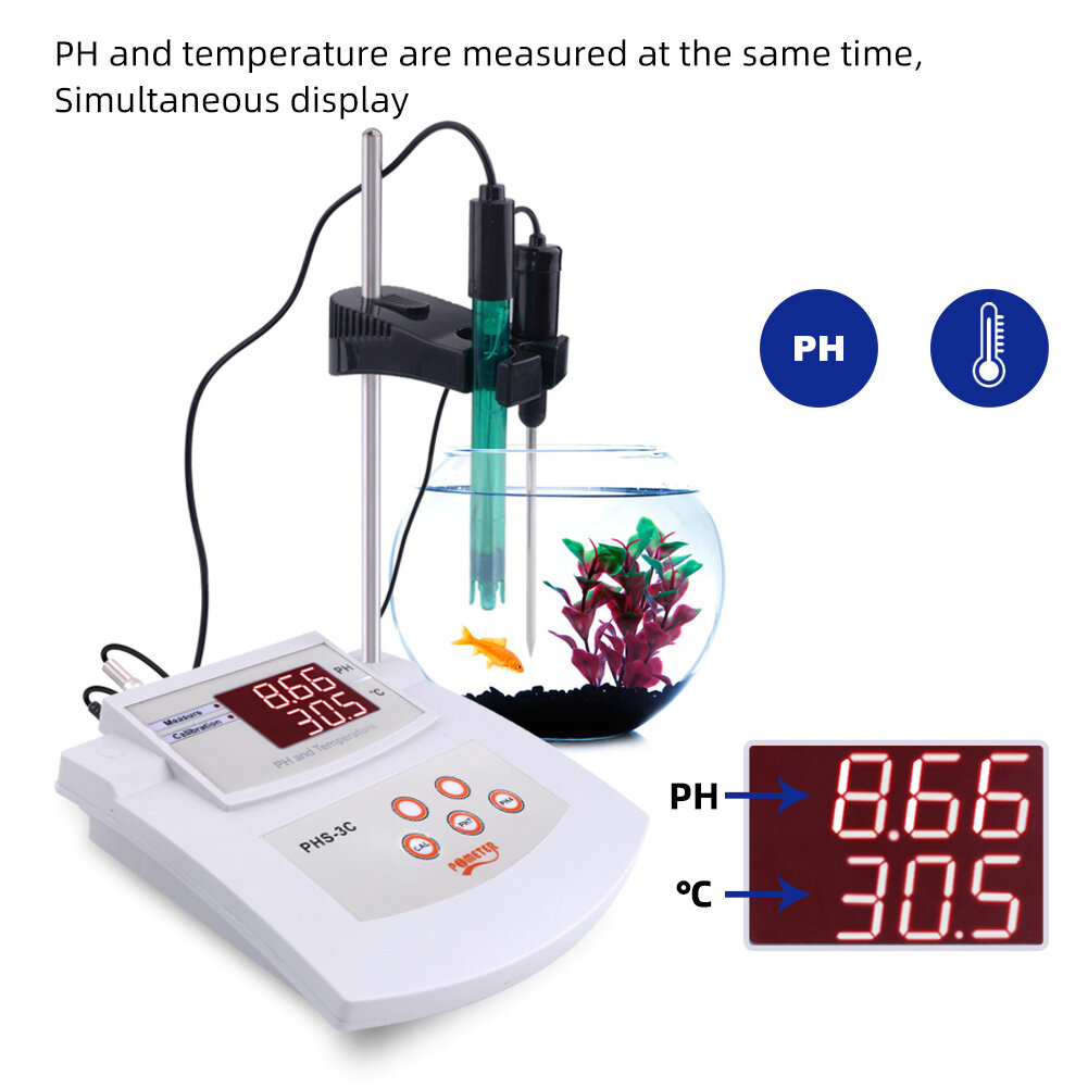 RCYAGO PHS-3C Desktop Acidity Meter PH/Temperature 2 In 1 Digital PH ...
