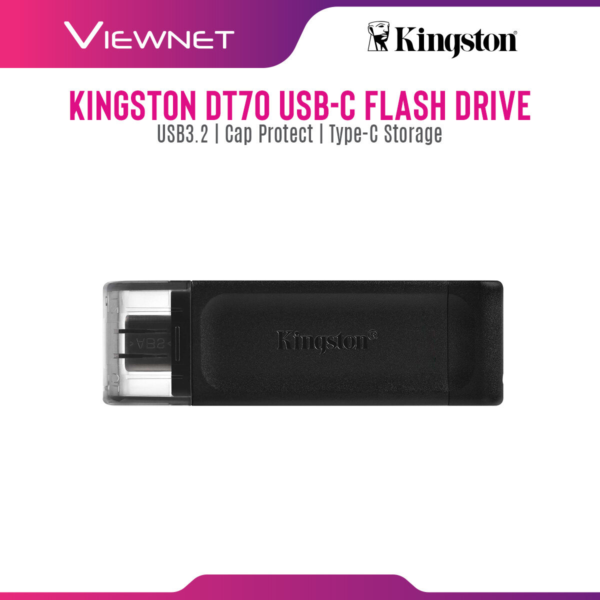Kingston DataTraveler 70 DT70 Type-C Flash Drive with USB 3.2 Gen 1 Transfer Speed, Portable and ...