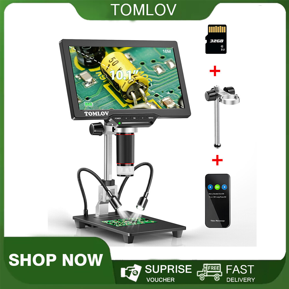 TOMLOV DM202 10.1 Inch HDMI LCD Digital Microscope,16MP Coin Microscope ...