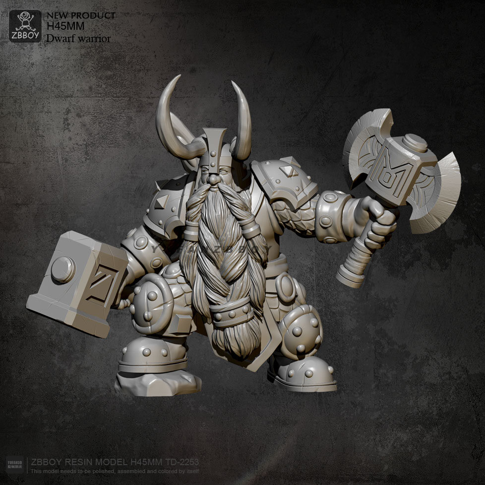 45mm Resin Model Kits Double-axe dwarf fighter Self-assembled TD-2253 ...