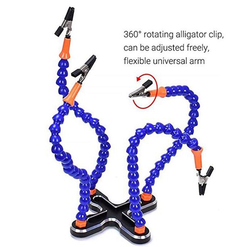 Diy Soldering Third Hand 4Pc Flexible Arms Welding Helping Stand Repair ...