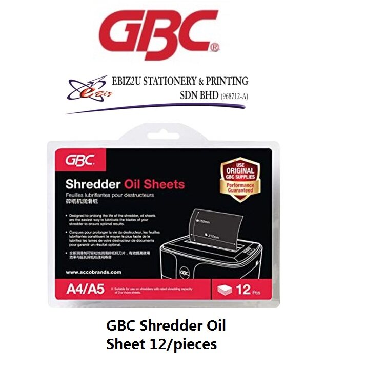 GBC Shredder Oil Sheet 12Piece (Oil Sheets, Shredder Oil) | Lazada