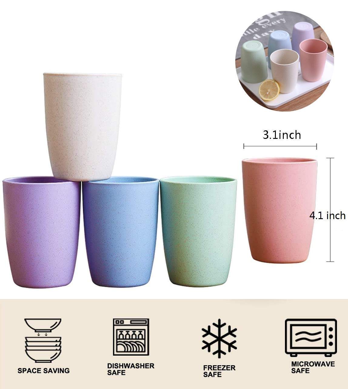 Eco-friendly Unbreakable Reusable Drinking Cup for Adult(12 OZ), Wheat ...