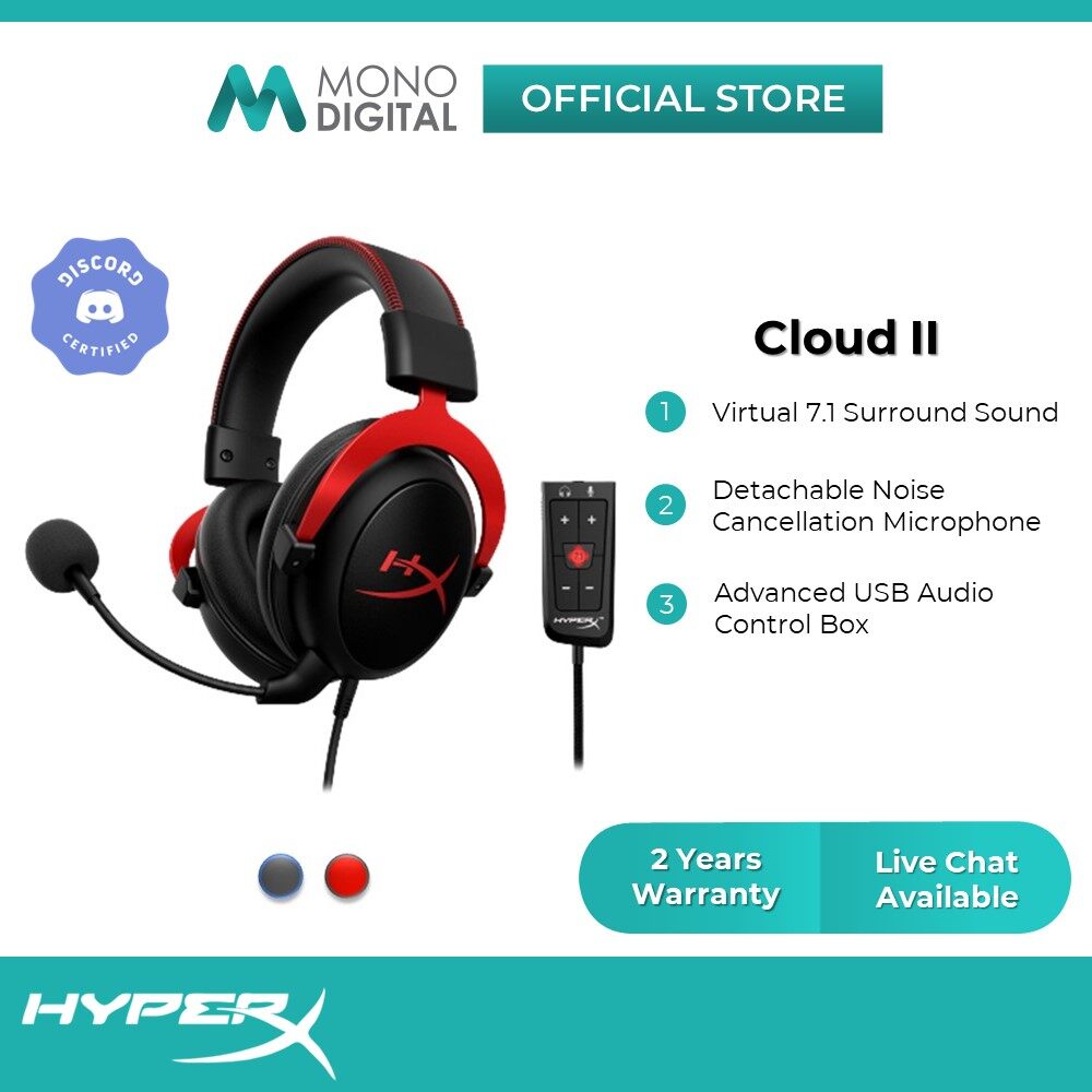 HyperX Cloud II Pro Gaming Headset with Virtual 7.1 Surround Sound (Red ...