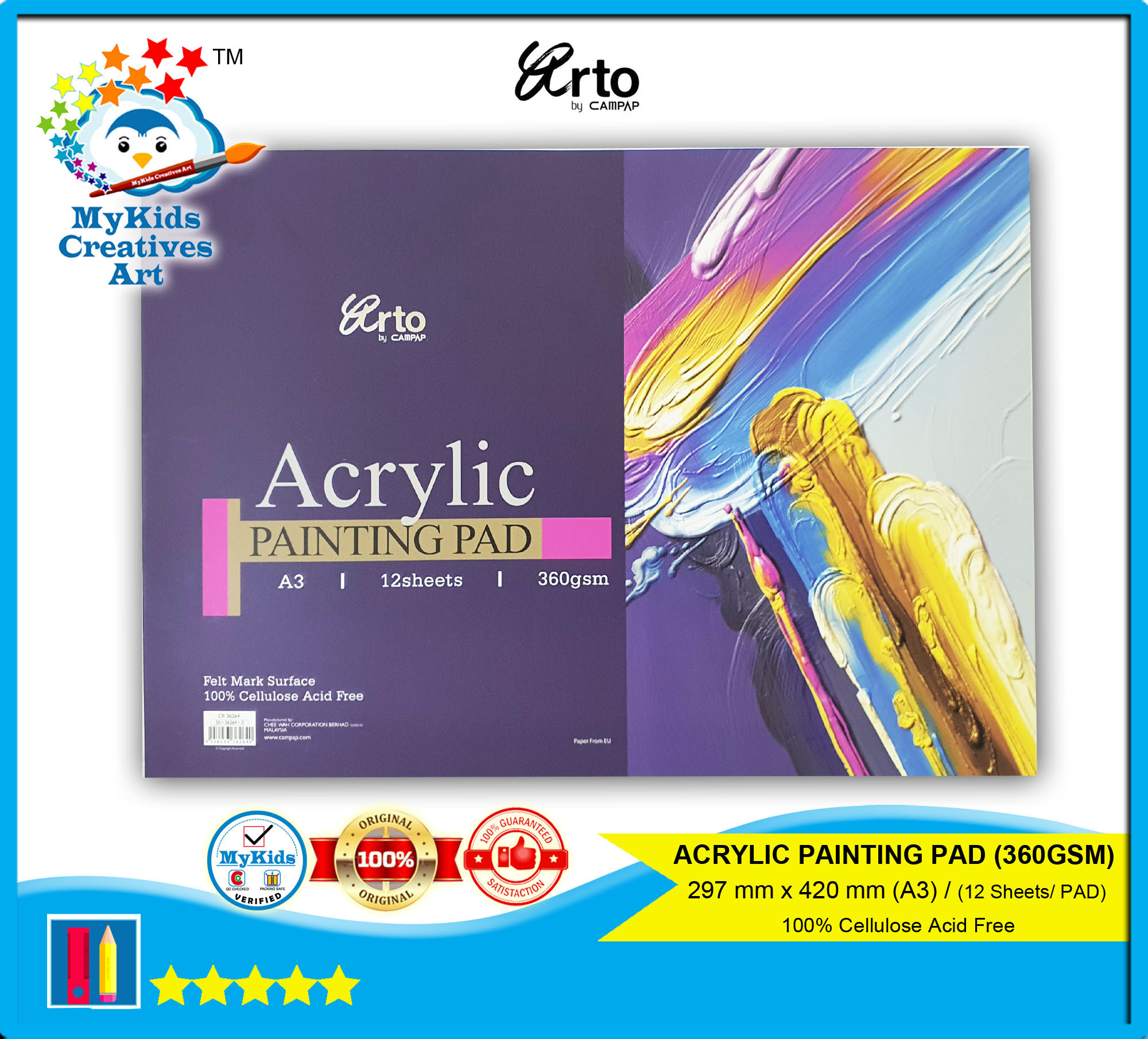 ACRYLIC PAINTING PAD (A3) 360GSM FELT MARK SURFACE | Lazada
