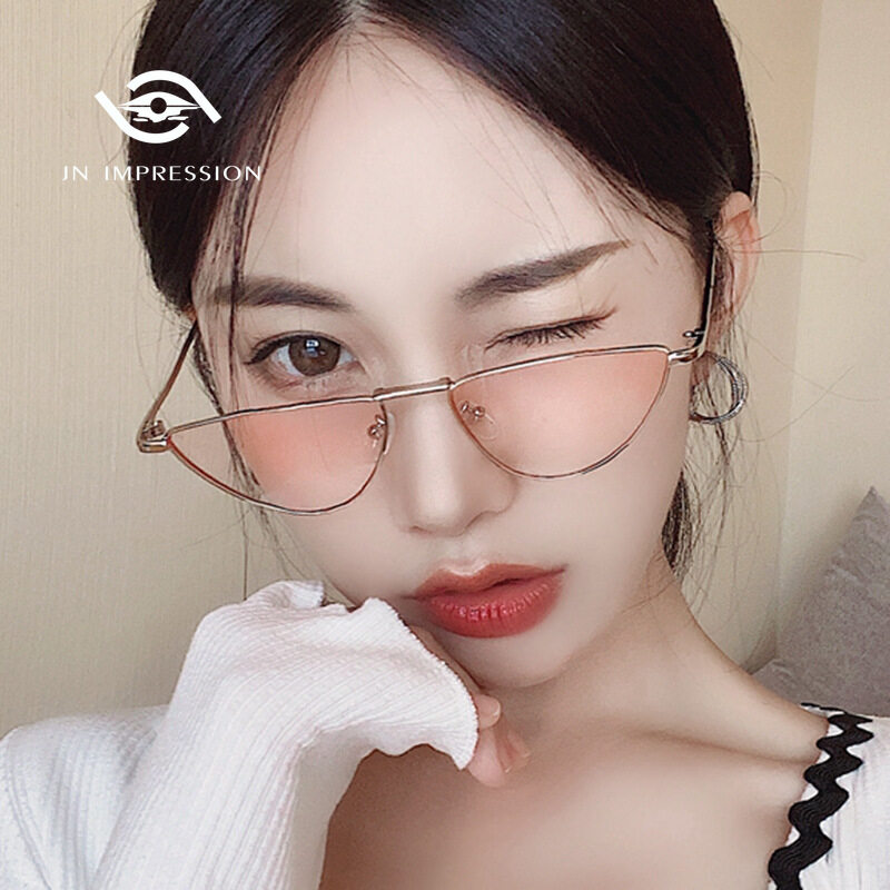 JN IMPRESSION แฟชั่นสไตล์เกาหลีแว่นตากันแดดกึ่งวงกลมใหม่บุคลิกภาพแว่นกันแดดกรอบขนาดเล็กย้อนยุค ...