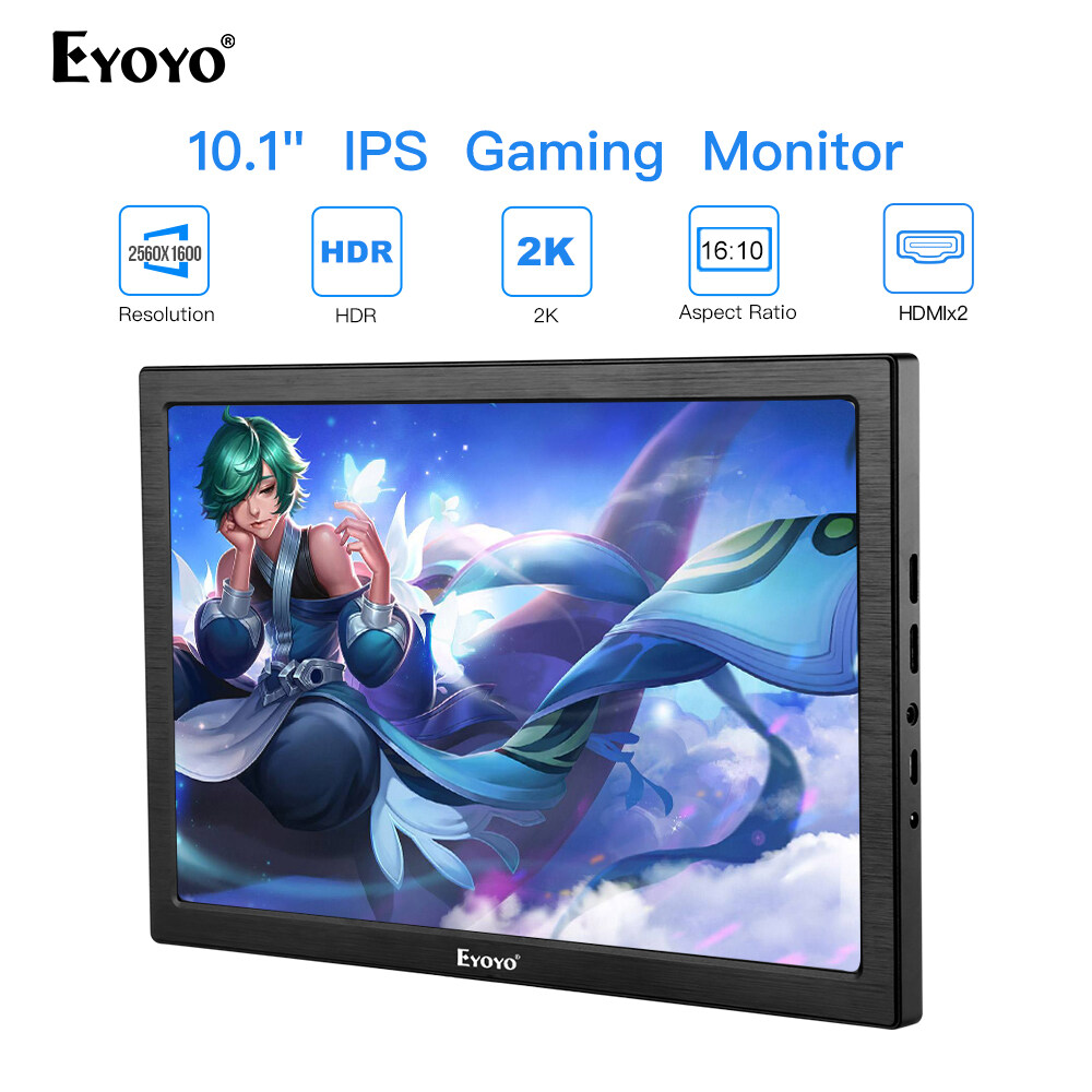 Eyoyo จอภาพเล่นเกม HDMI แบบพกพา,Eyoyo 10นิ้ว IPS แบบพกพา Seceond หน้าจอ ...
