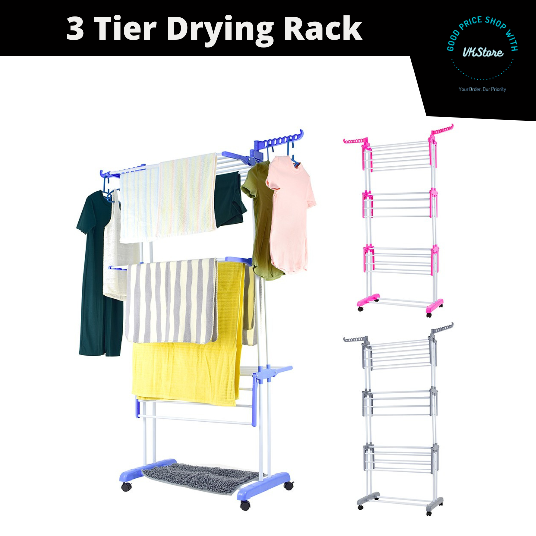 3Layer Foldable Drying Rack Laundry Hanger 3 Tier Clothes Drying Racks ...