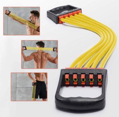 Chest Expander 5-Spring Rubber Stretcher Home Gym Muscle Training ...