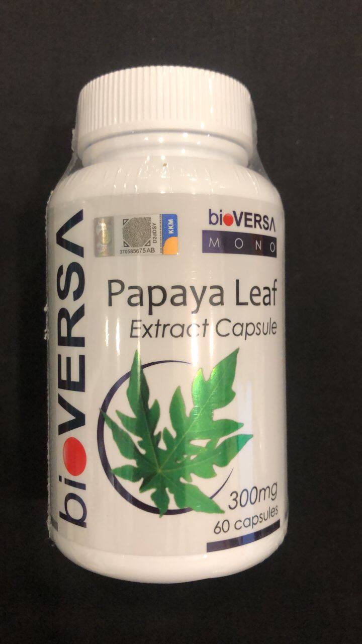 (NEW PACKAGING) Bioversa Papaya Leaf Extract 300mg 60 vege capsules ...