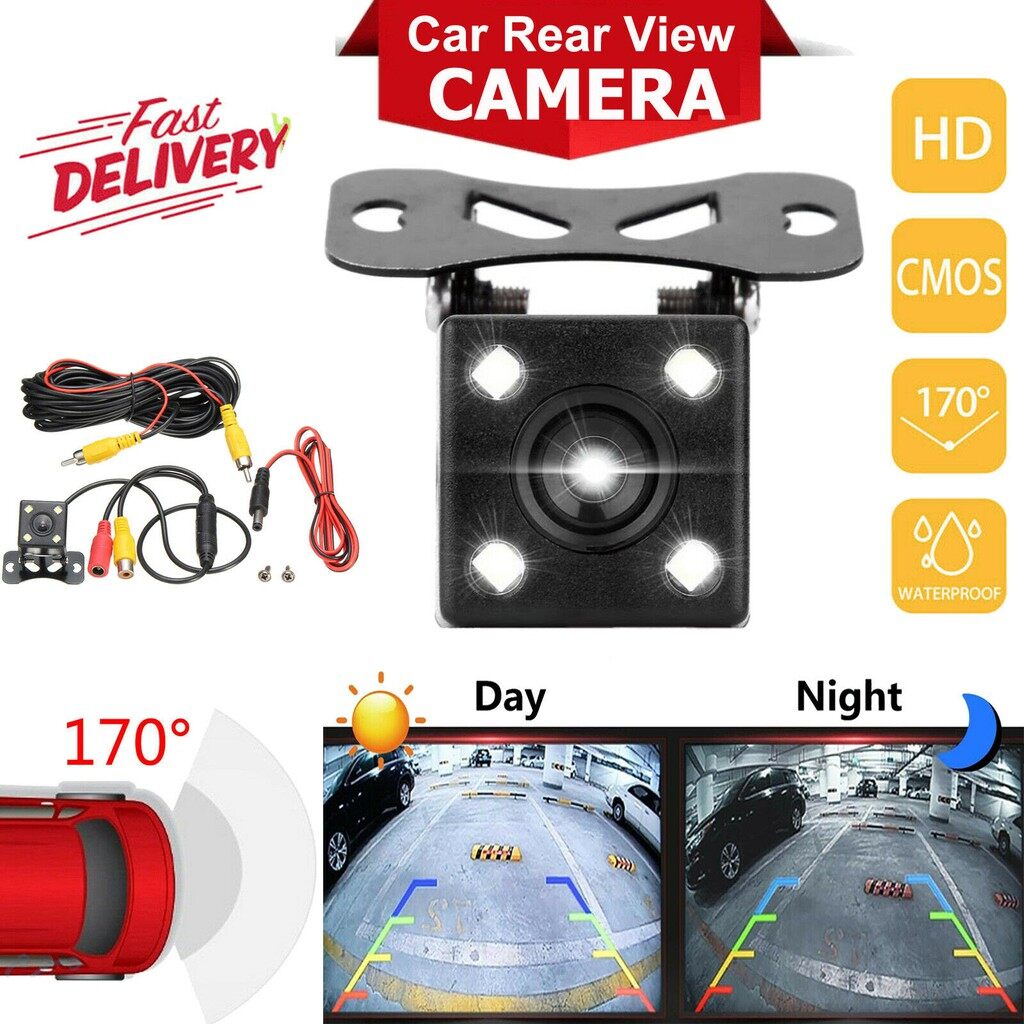 Car Reverse Camera 4 Led Night Vision Rear View Full HD Parking Camera ...