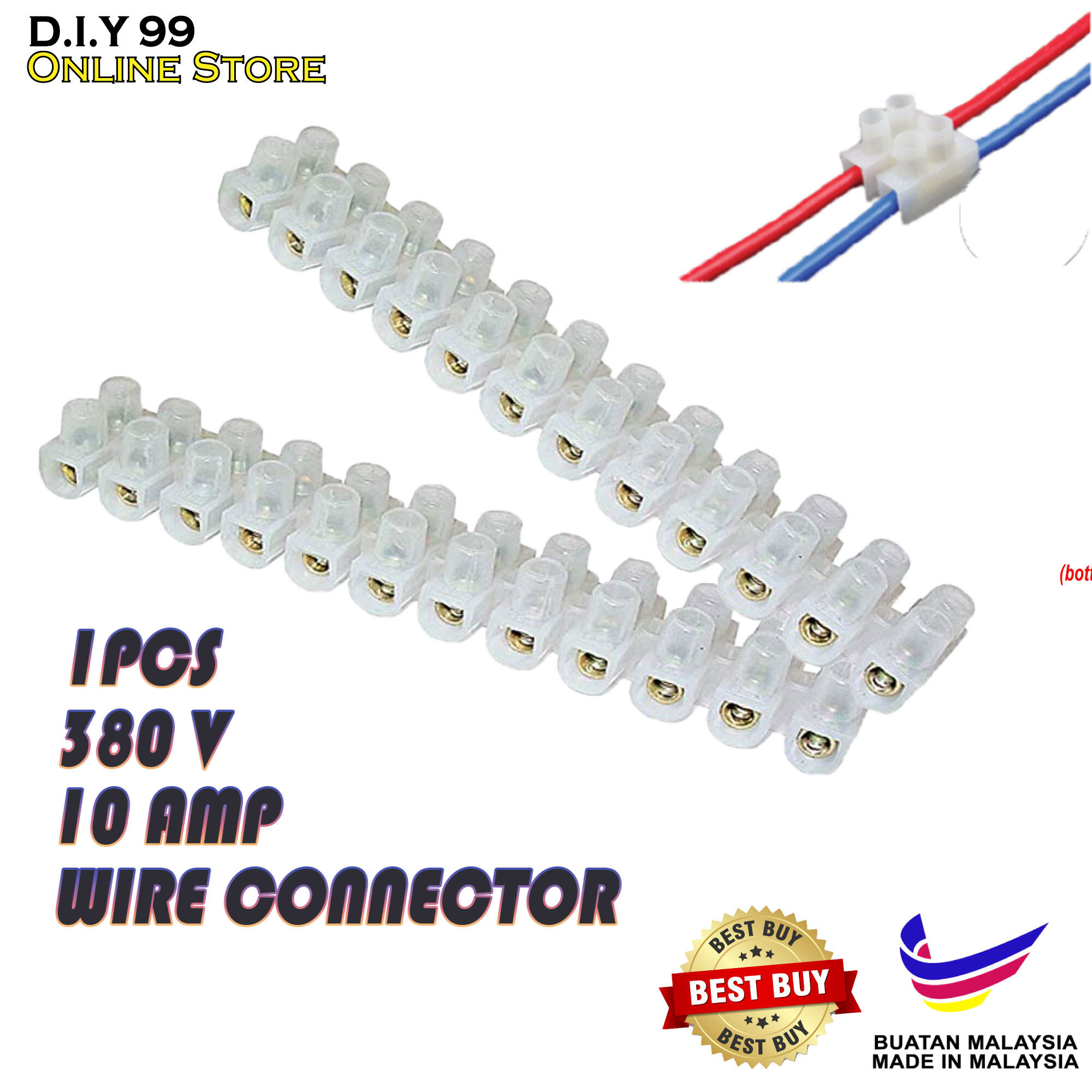 Pvc Wire Cable Connector Connecter Terminal Block 12 Position Barrier Wire Connector Wayar