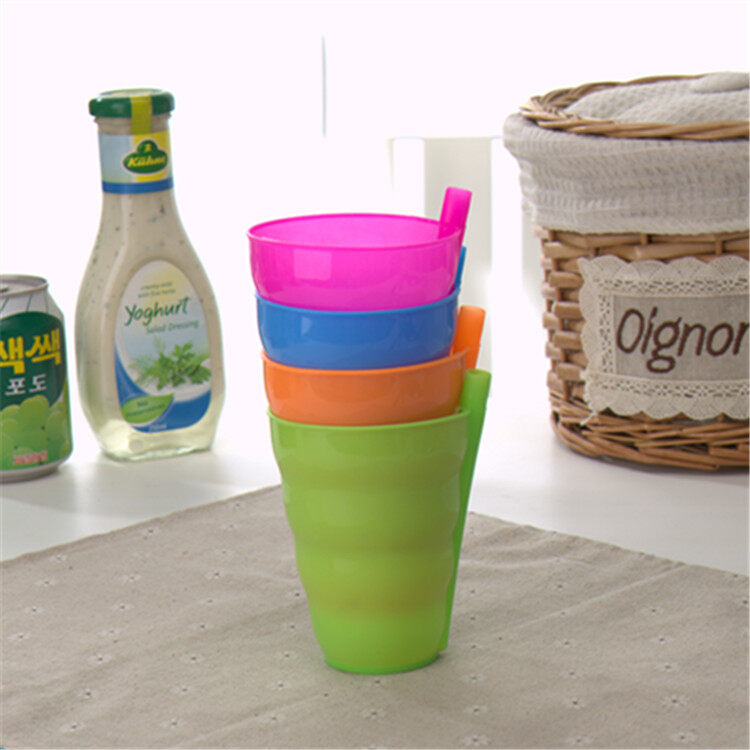 【CW】4PCS-pack เด็กทารกเด็กทารกเด็ก Sip ถ้วยมีในตัวฟางสีบ้านแก้วหัดดื่ม ...