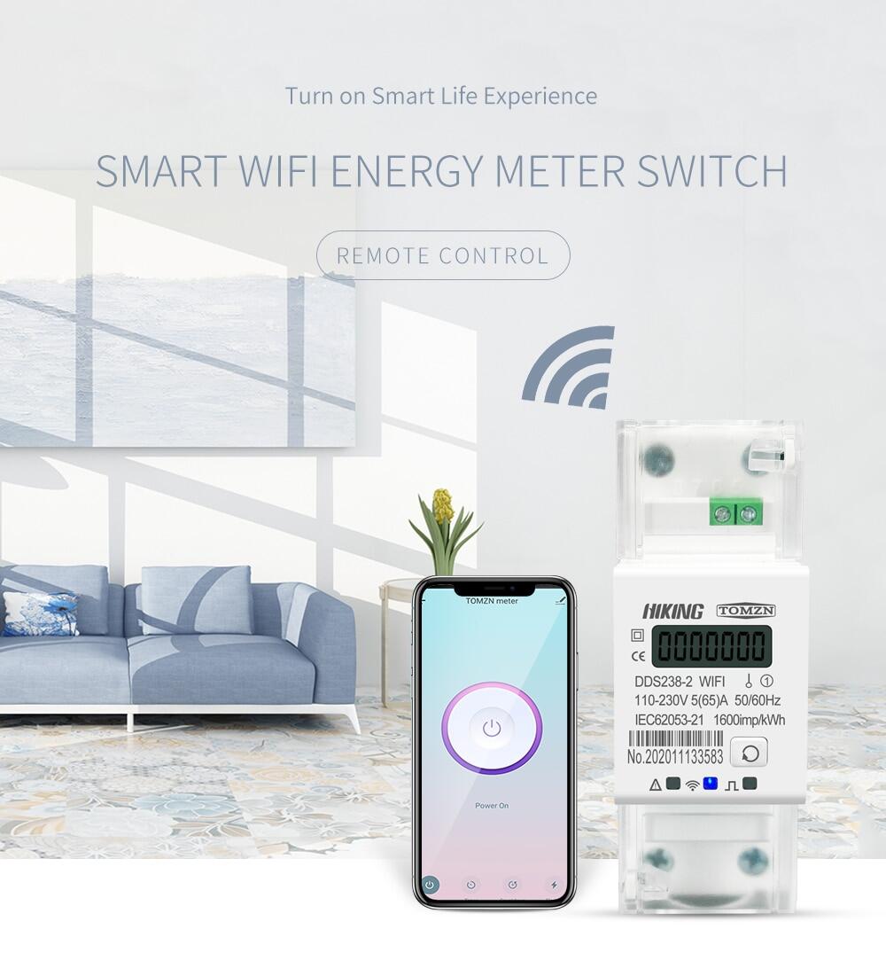 Tuya Single Phase 65A Din Rail WIFI Smart Energy Meter timer Power ...