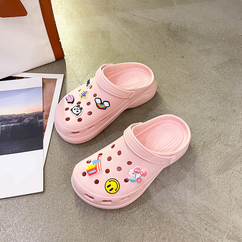 Croc ความสูง6ซม.รองเท้าแตะสลิปเปอร์ผู้หญิง Outing ฤดูร้อนสวมใส่ Baotou ...