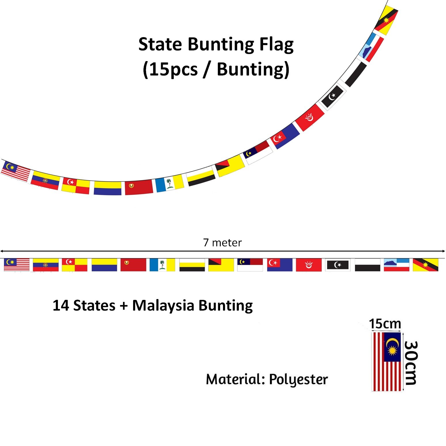 Malaysia Bunch Flag / All States Bunch Flag / Bendera Kecil Malaysia ...