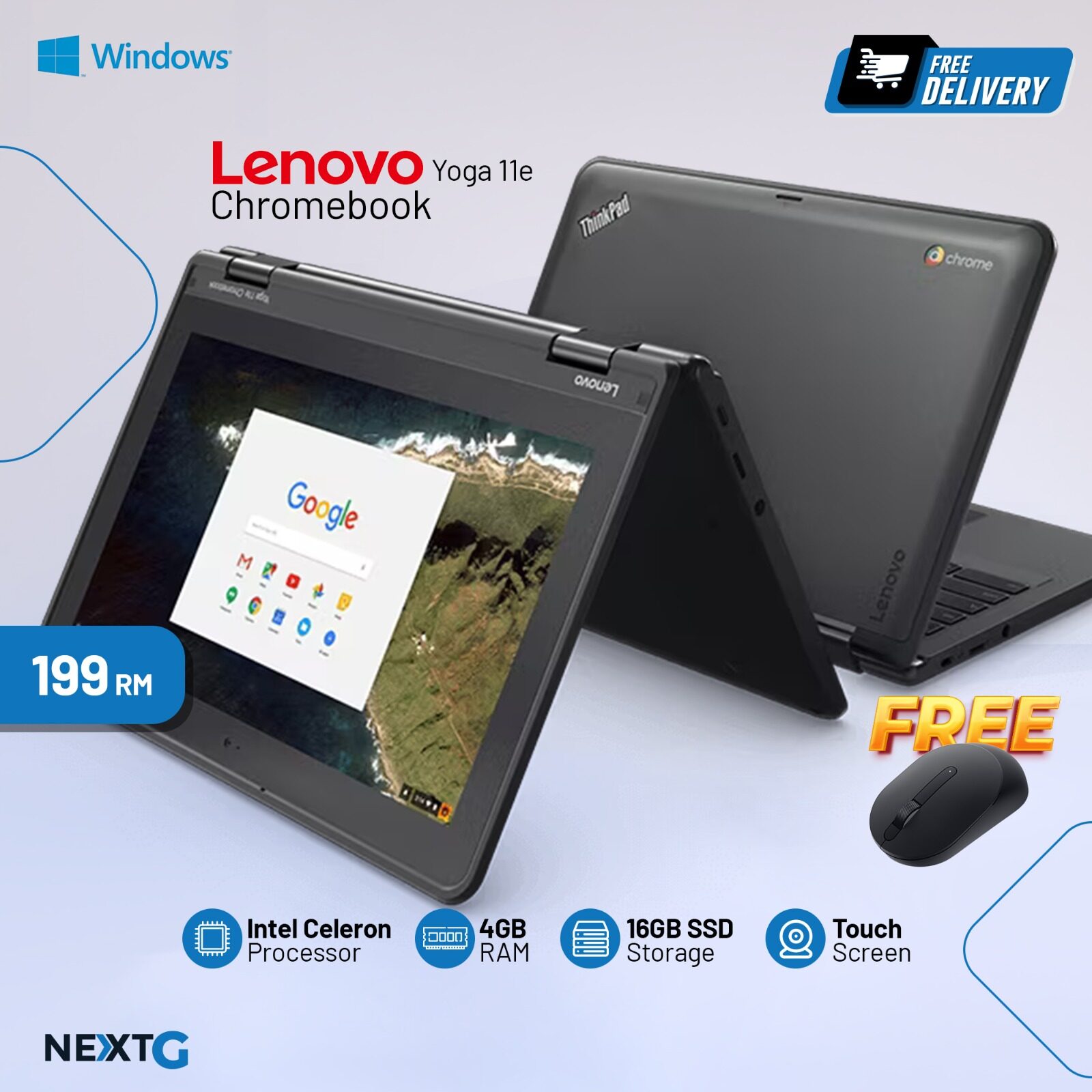 Lenovo ThinkPad Yoga 11e 12" Chromebook Intel Celeron N2930 Quad-Core 4GB 16GB SSD Touchscreen ...