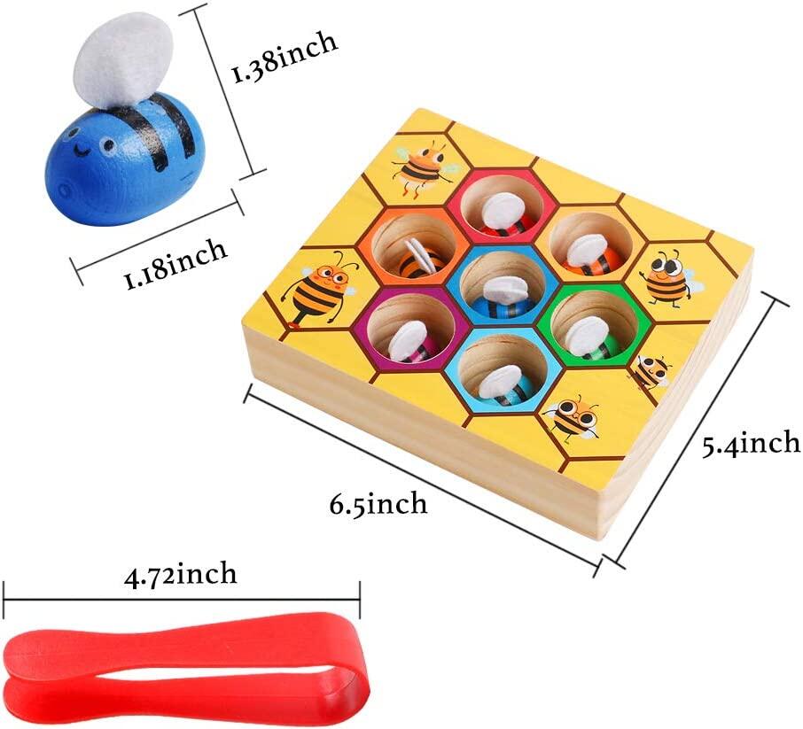 Fine Motor Toys Clamp Bee Matching Game Toddler Toys Montessori Wooden ...