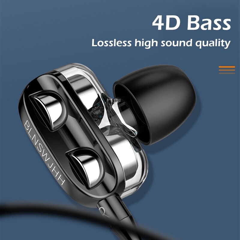 ♥มีสต็อก + ฟรี♥หูฟังเบสคู่อัปเกรดใหม่หูฟังแบบมีสายลำโพงคู่4D หูฟัง ...