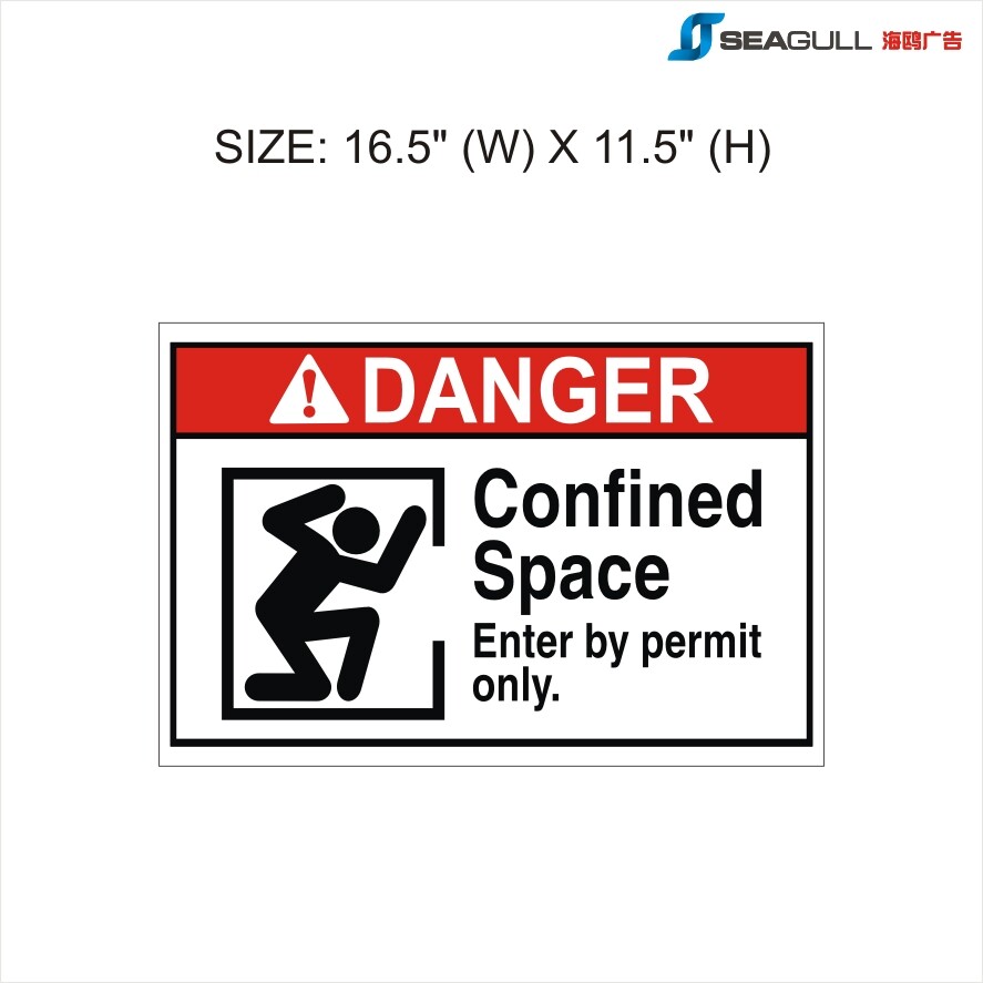 Danger Confined Space Enter by Permit Only Signage / Sticker | Lazada