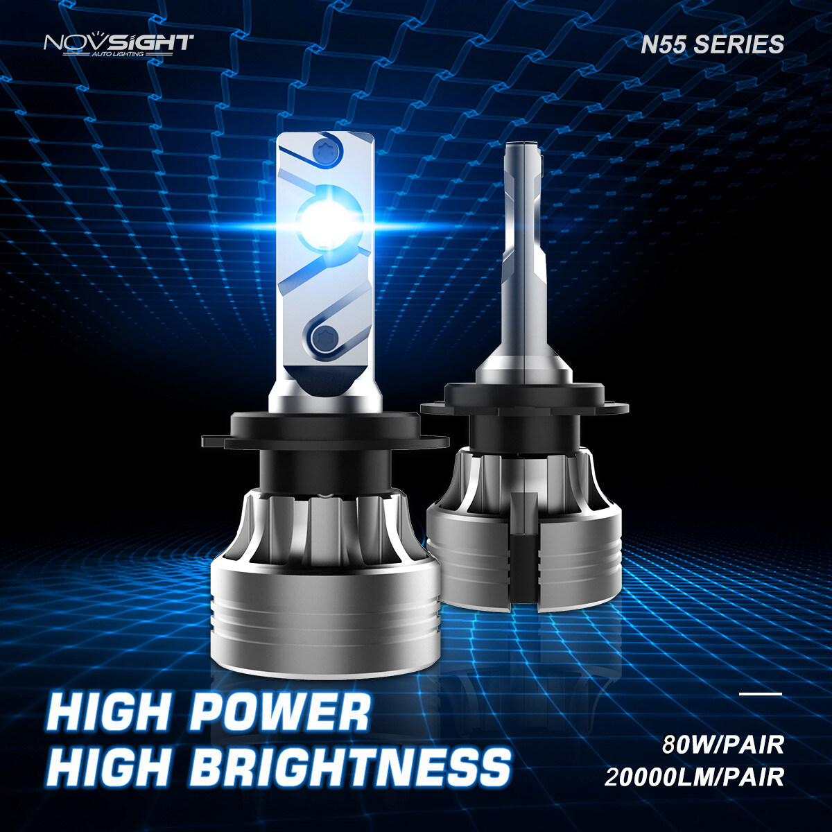 Novsight A500 N55 9005(HB3) 9006(HB4) 9012 H1 H3 H4 H7 H11 H13 LED ไฟหน้ารถ6500K 80W 20000LM ไฟ ...