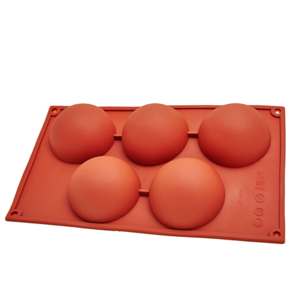 5-Cavity Semi Sphere Silicone Mold Baking Mold for Chocolate Cake Jelly ...