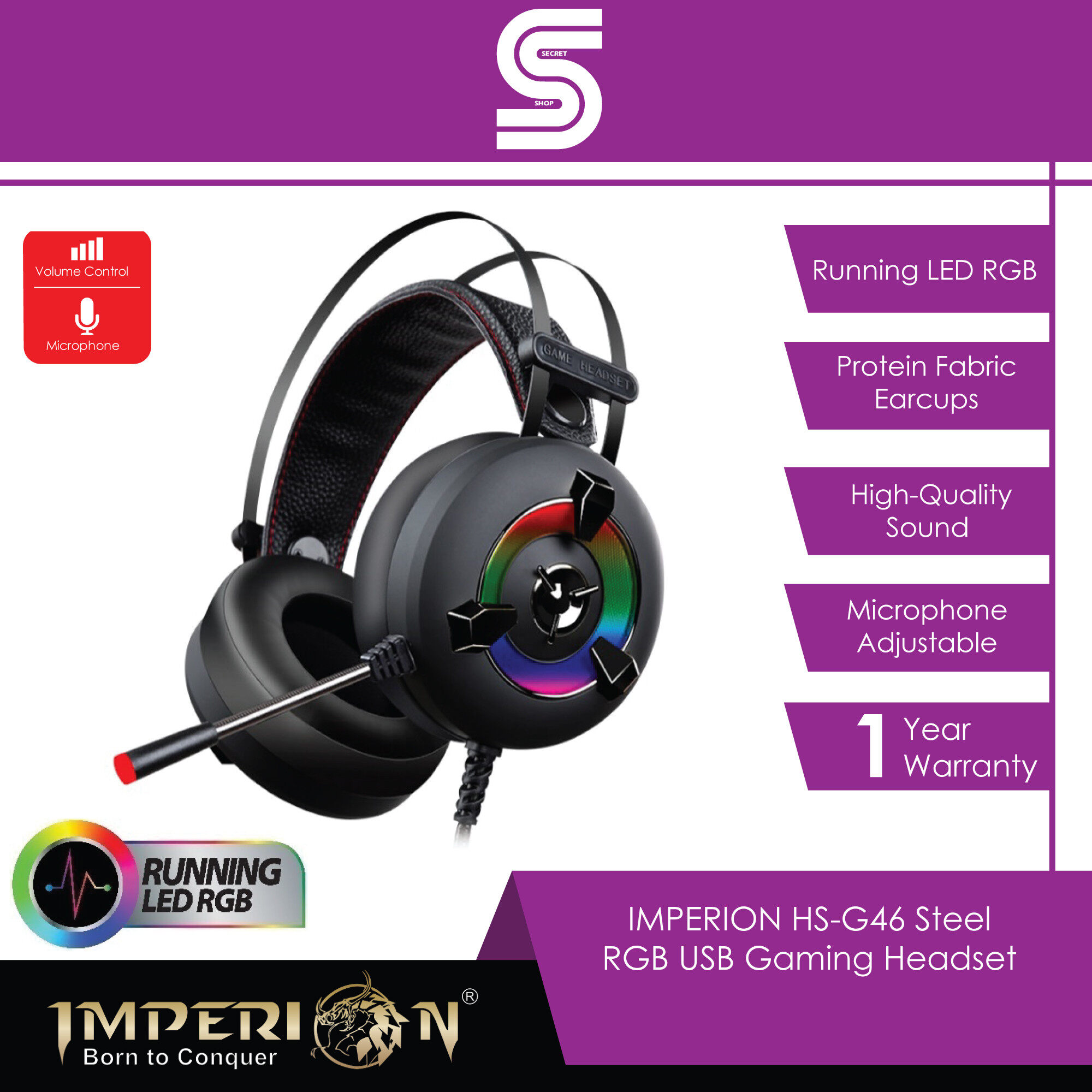 IMPERION HS-G46 Steel RGB USB Gaming Headset | Lazada