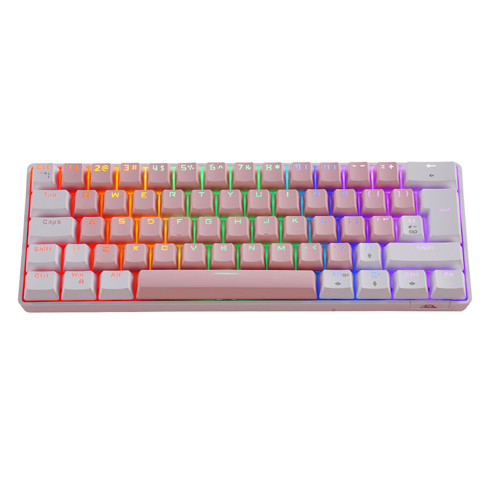 T60 62 Keys NKRO 18 Colors Backlit USB C Wired Keyboard Gaming Computer ...