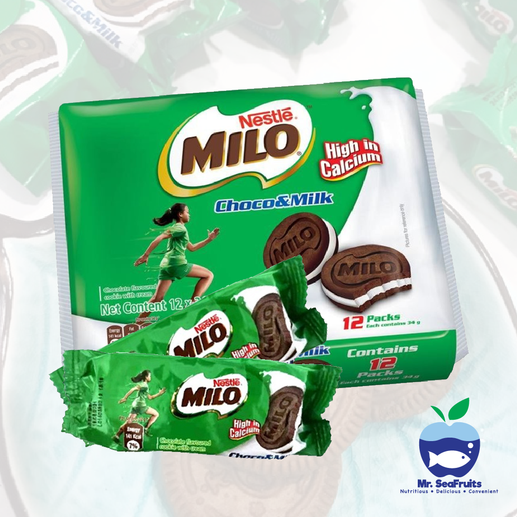 Nestle Milo Biscuit Sandwich Choco With Milk 美禄牛奶巧克力夹心饼干 (12 x 34g ...
