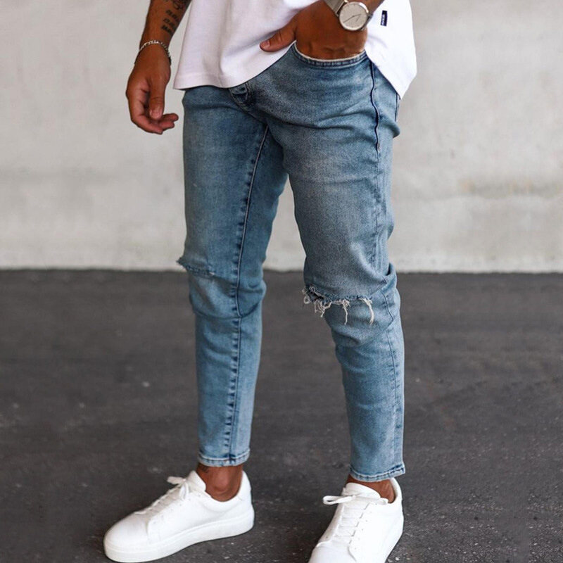 HOPEU Ripped Jeans Men Slim Fit Fashion Long Pants for Men New Style ...