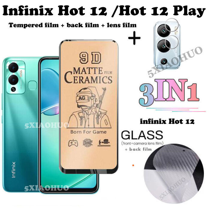 3in1 Infinix Hot 12เซรามิกกระจก Infinix Hot 12 Play /Infinix Note 12 G96เคลือบฟิล์มนุ่ม + เลนส์ ...