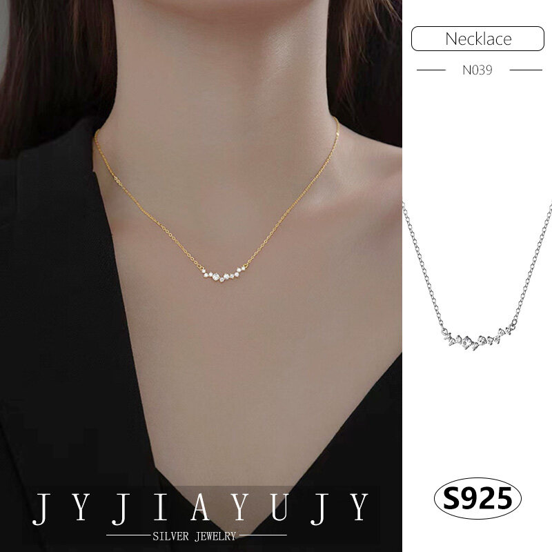 J & Y SILVER 【ในสต็อก】100% เงินสเตอร์ลิงสร้อยคอ S925ผิดปกติสีขาวเพทายจัดออกแบบสองสีเครื่องประดับ ...