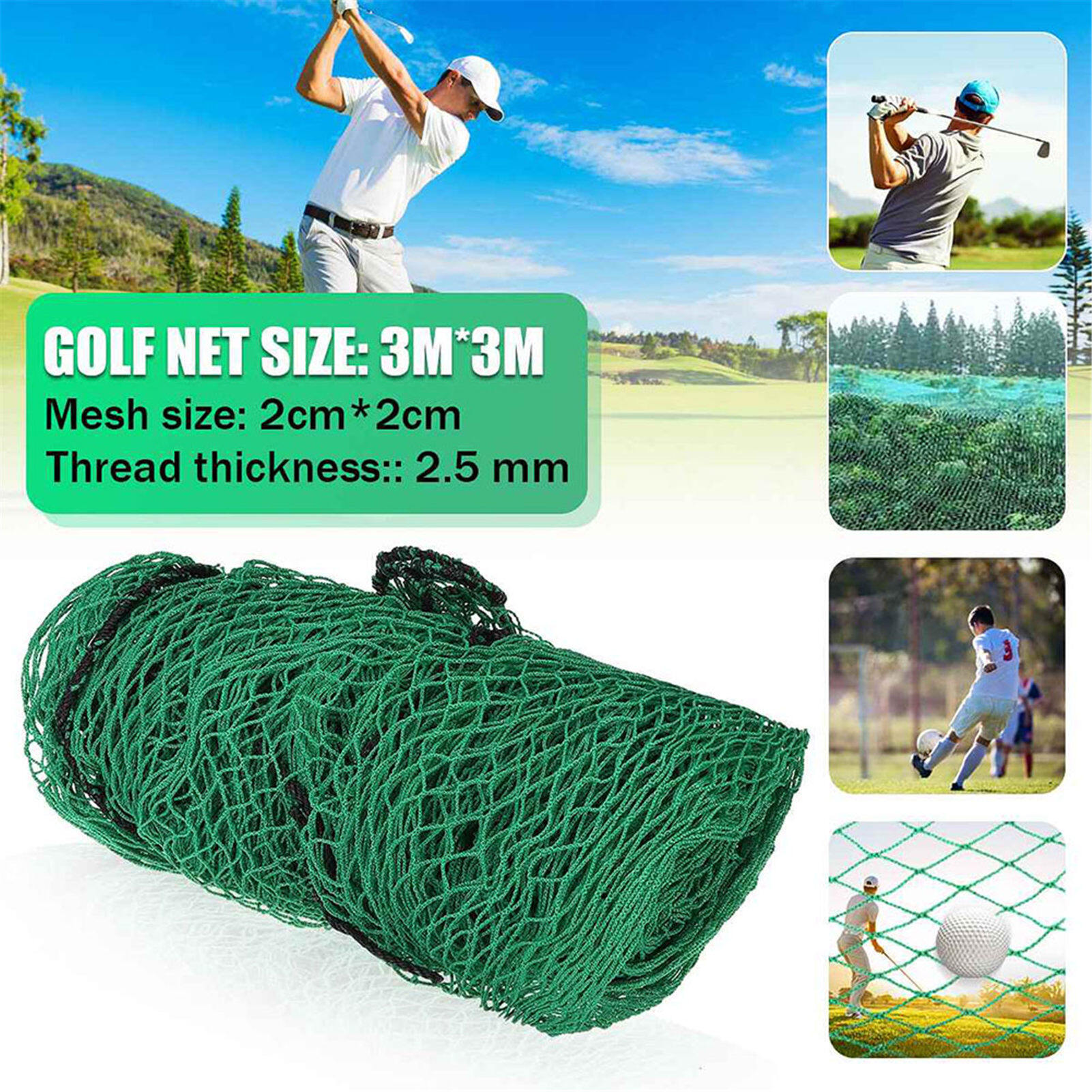 3 x 3 Meters Golf Practice Net High Impact Netting Golf Training Aids ...