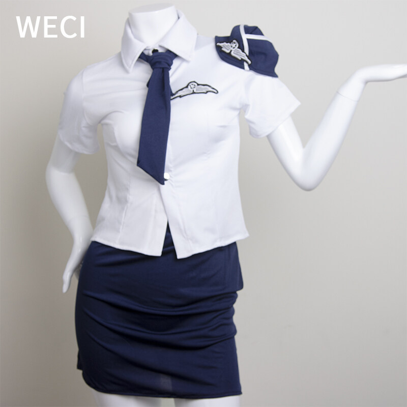 Weci Womens Cosplay Stewardess Costume Flight Attendant Uniform Air