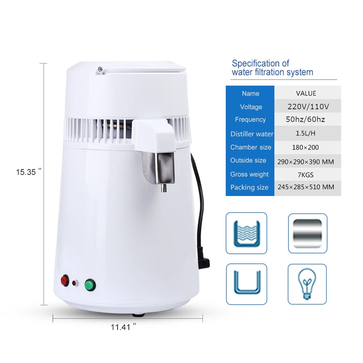 4000ml 750W Pure Water Distiller Distilling Purifier Water Making ...