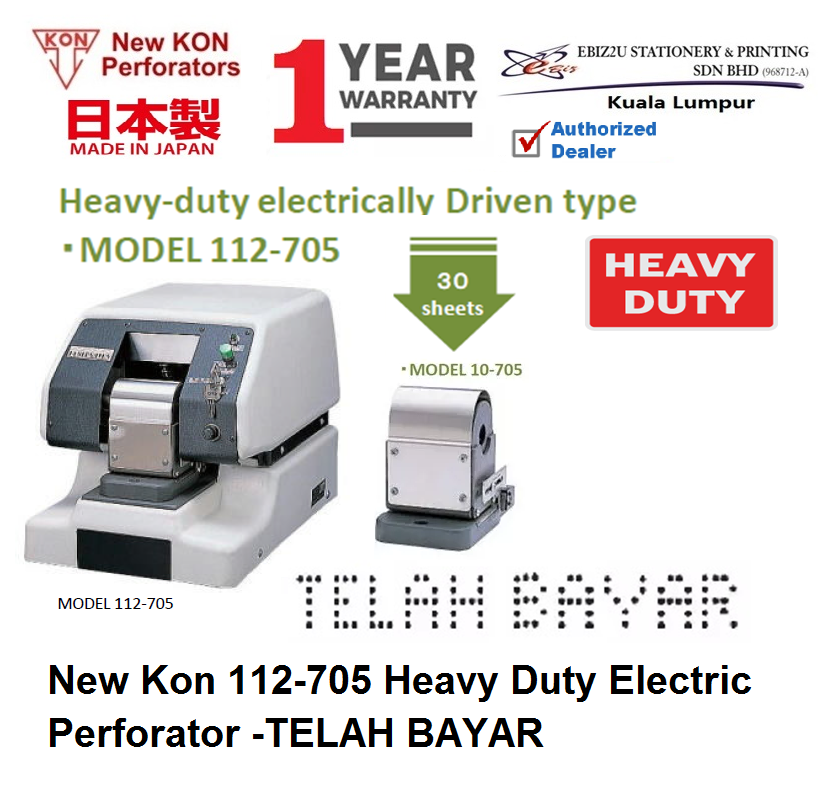 New-Kon 112-705 Heavy Duty Electric Perforator -TELAH BAYAR Letter ...