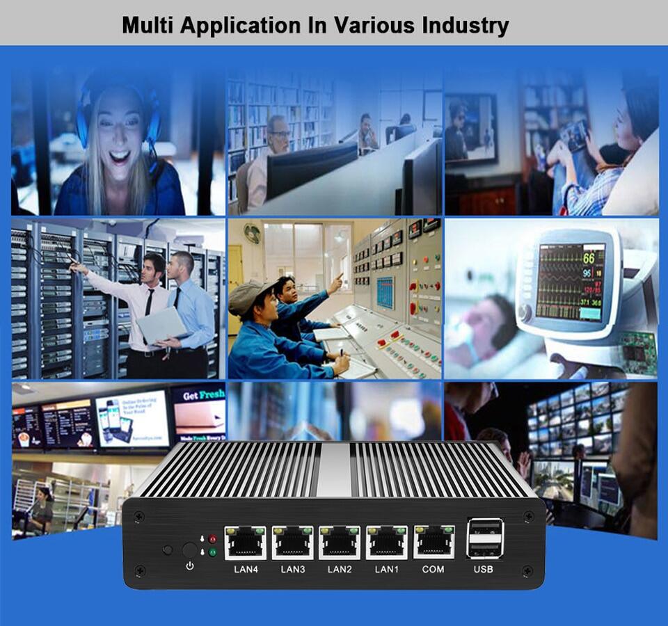 Fanless Mini PC PFsense Server Celeron J1900 Quad Core 4 Gigabit LAN ...