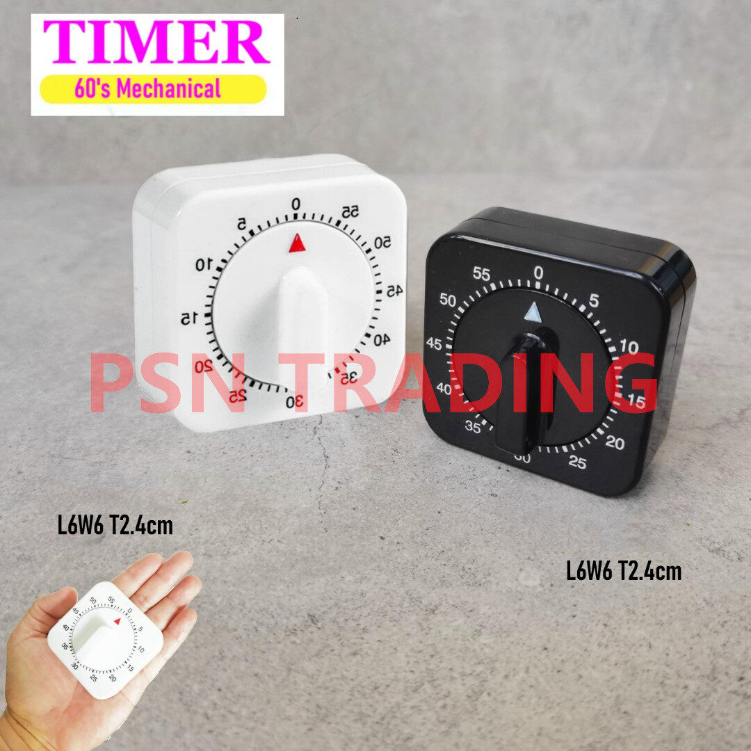 60 Minute Square Mechanical Analogue Kitchen Timer Reminder Countdown ...