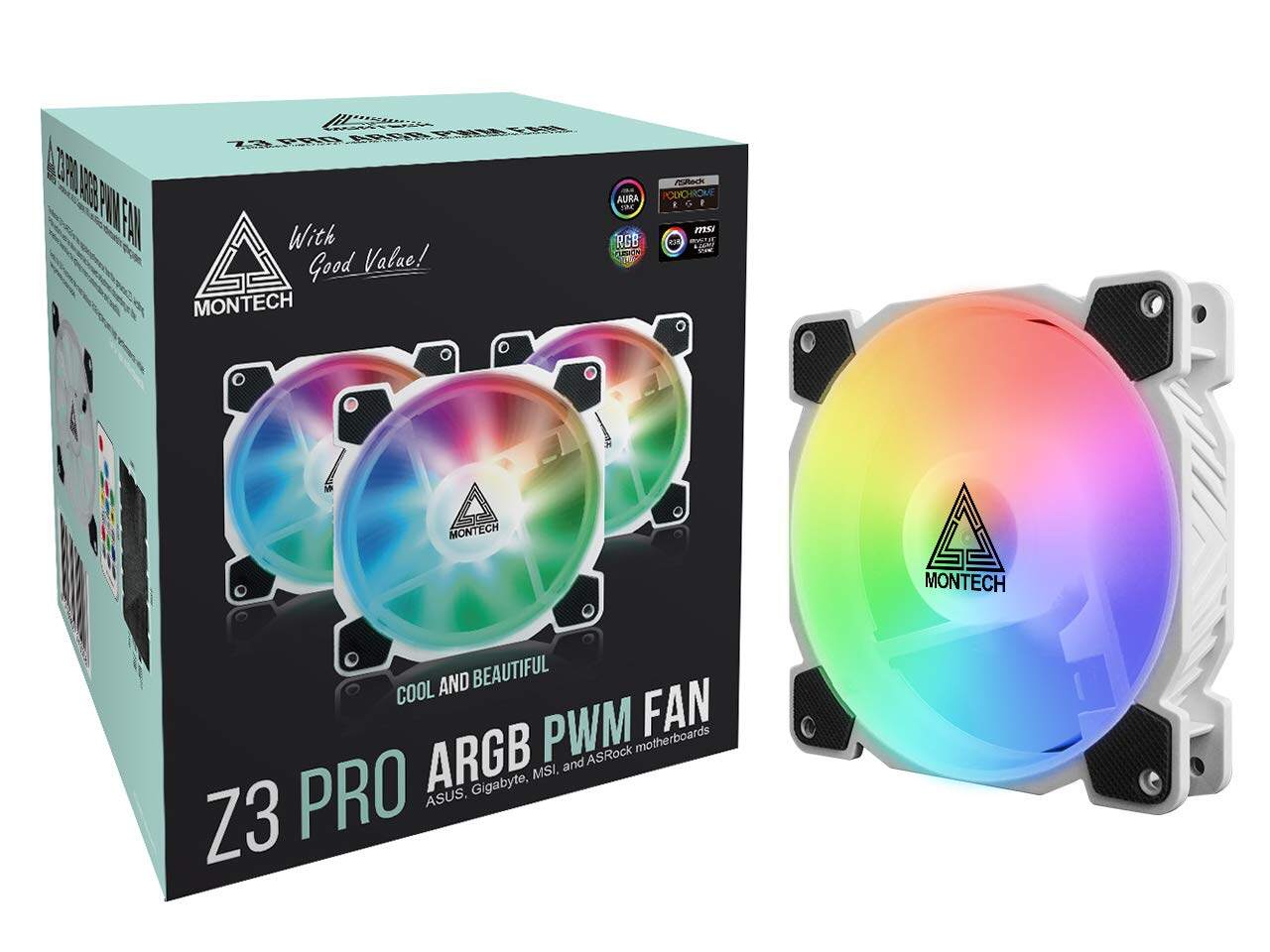 Montech Z3 PRO Addressable RGB 120mm Fan, 3 Pack with Lighting ...